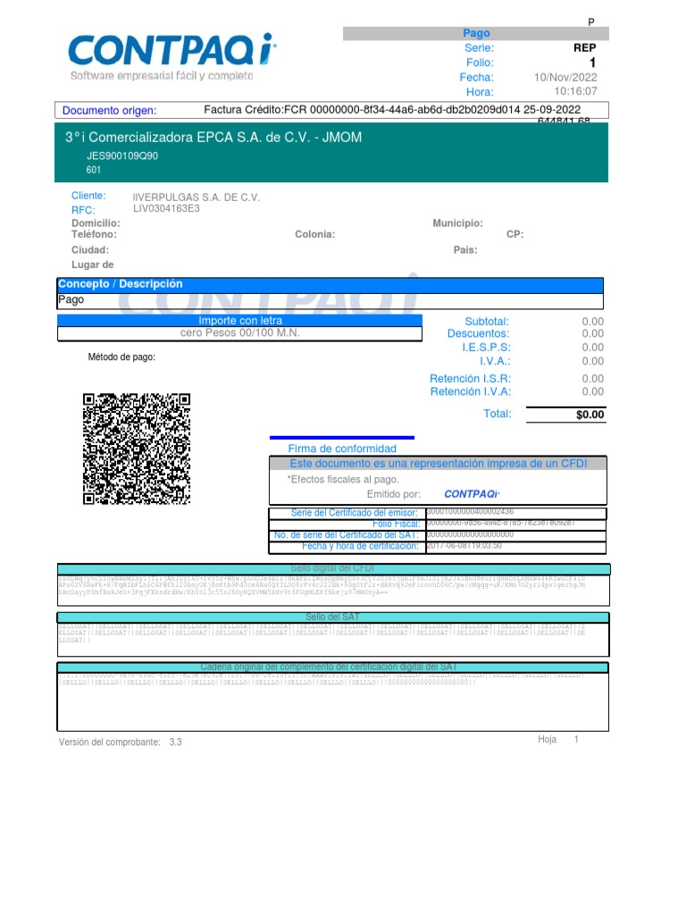 Pago de Cliente COMPLEMENTO REP 1 | PDF