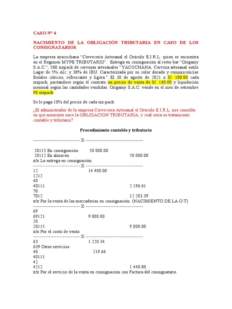 Caso Pract. 04 I.G.V. - Consignacion y Exoneración 21.10.2021 | PDF | Economias