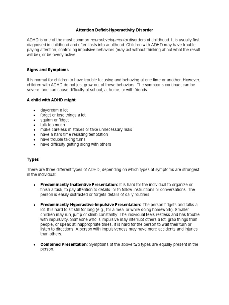 Understanding ADHD: Symptoms and Treatment | PDF | Attention Deficit ...