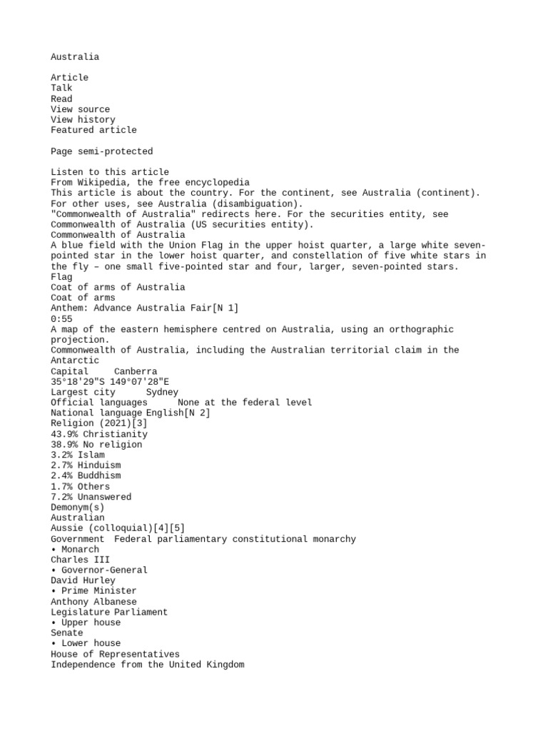 Australia | PDF | Australia | States And Territories Of Australia