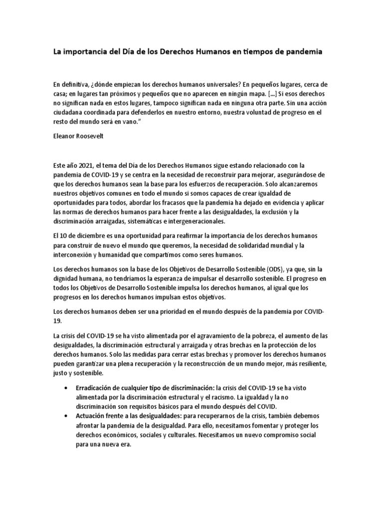 Dia de Los Derechos Humanos | PDF | Desigualdad social | Discriminación ...