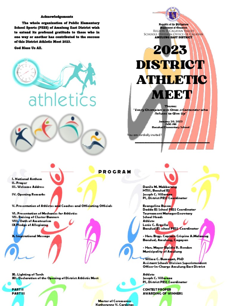 PESS 2023 District Athletic Meet Acknowledgements | PDF