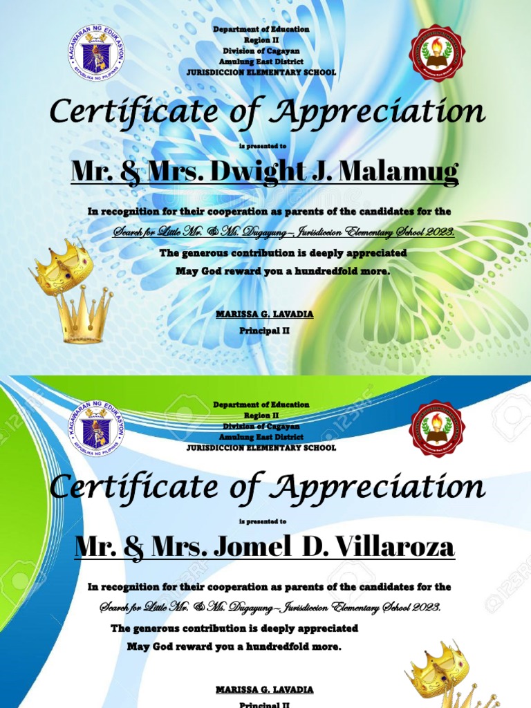 Cert Coronation Parents | PDF