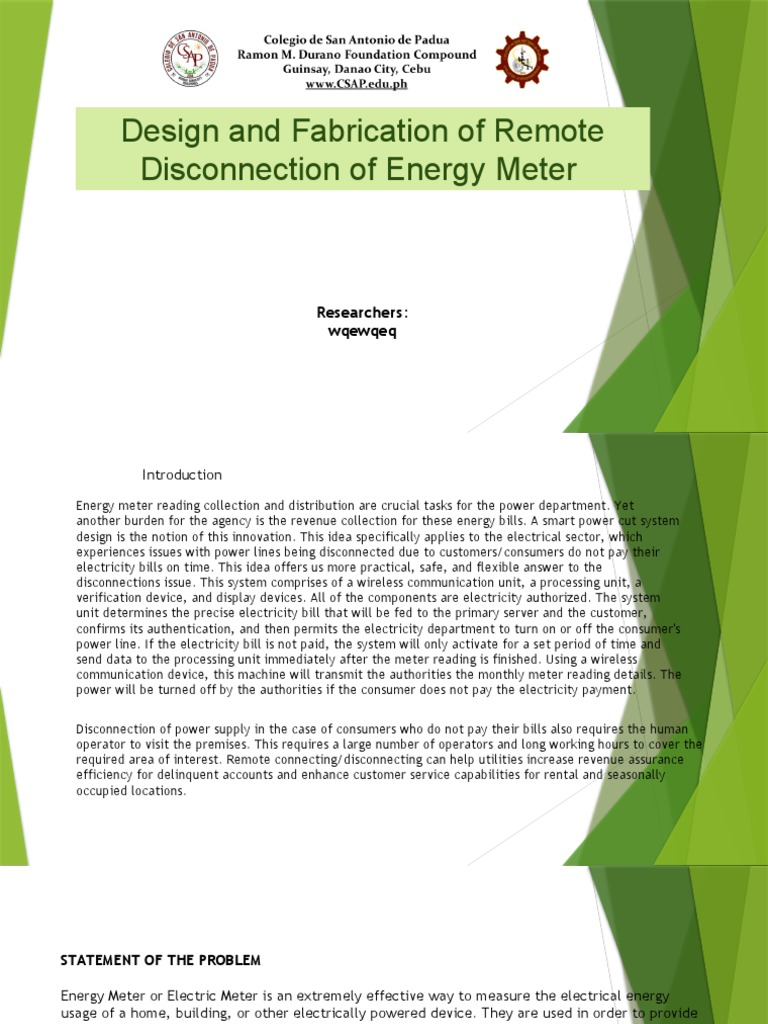 Remote Energy Meter Disconnection System | PDF | Power Inverter | Relay