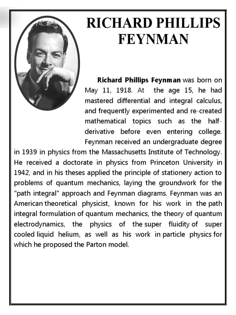 Richard Phillips Feynman | PDF | Richard Feynman | Quantum Mechanics