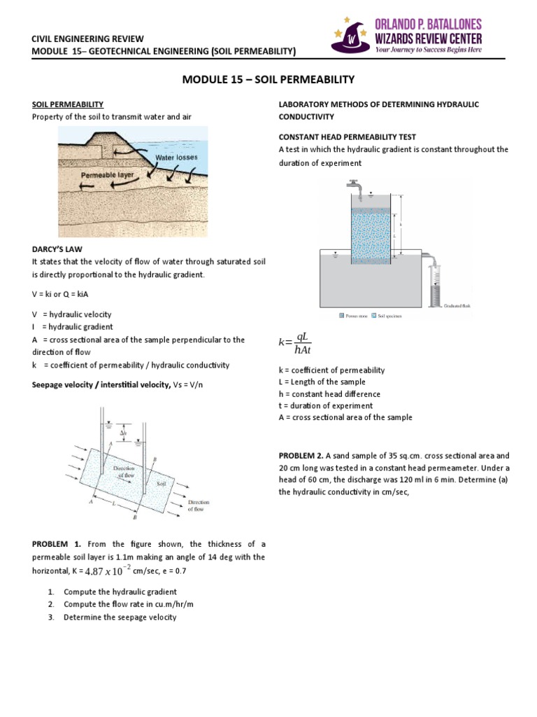 Module 15 Geotech Permeability | PDF | Aquifer | Permeability (Earth ...