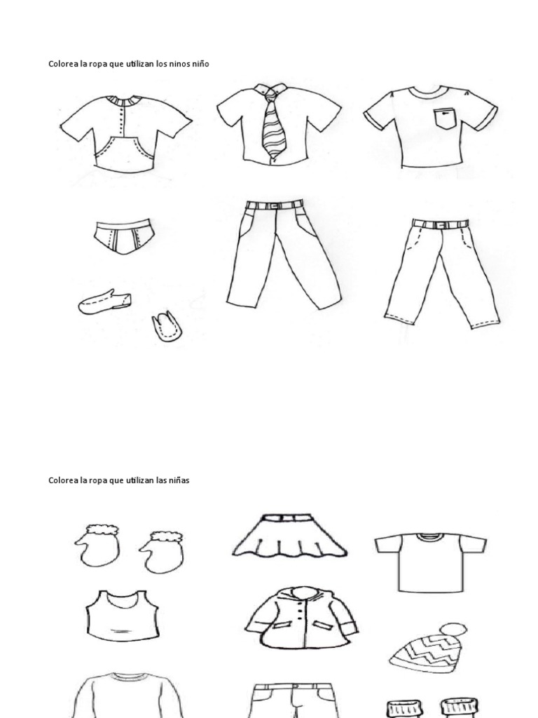 Colorea La Ropa Que Utilizan Los Niño y Niñas | PDF