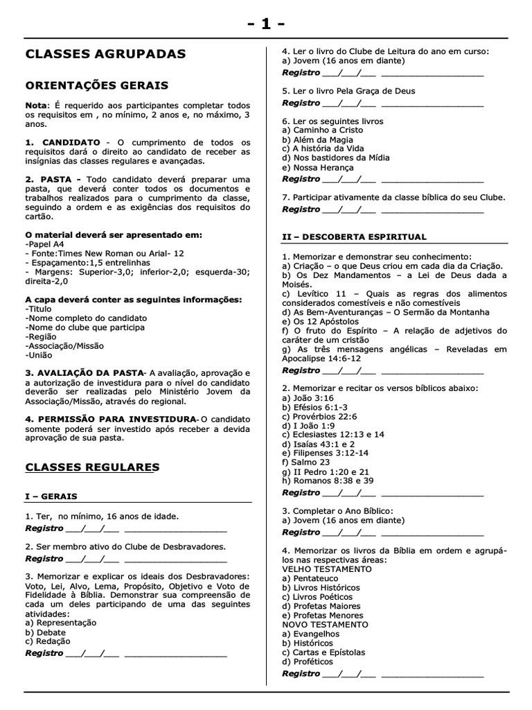 1 Classes Agrupadas | PDF | Bíblia | Presente espiritual
