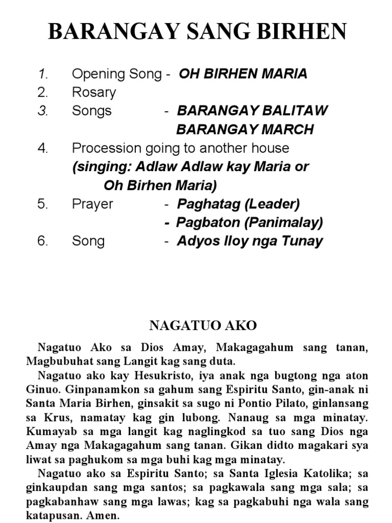 Barangay Sang Birhen | PDF