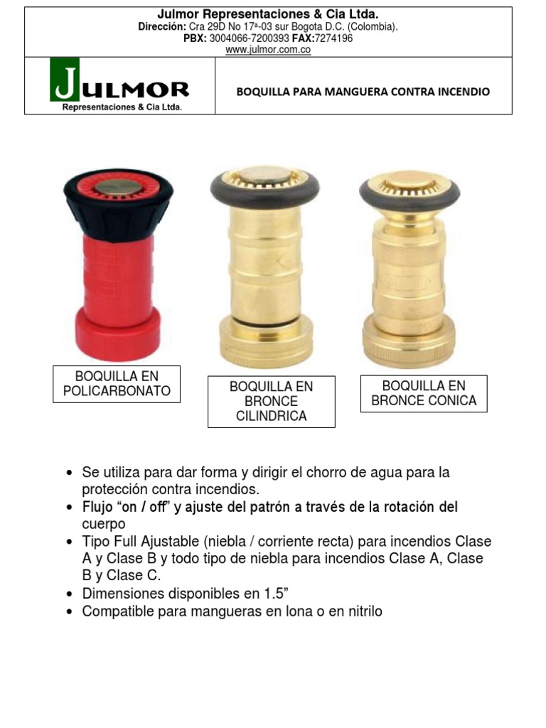 Boquillas Ajustables para Mangueras de Incendio | PDF