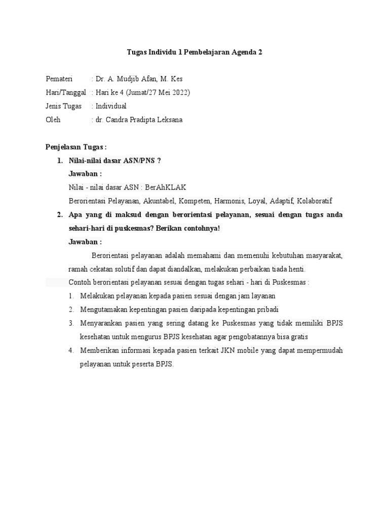 Tugas Individu 1 Pembelajaran Agenda 2 | PDF