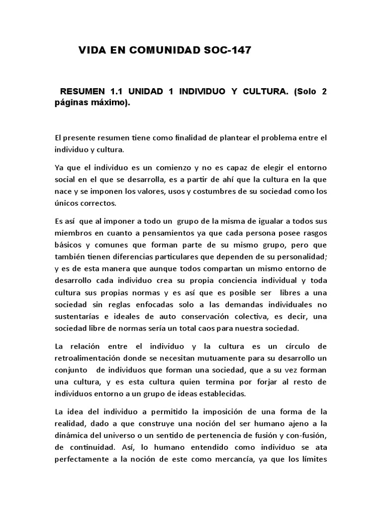 Resumen de Vida en Comunidad 2. | PDF | Sociedad | Teorías filosóficas
