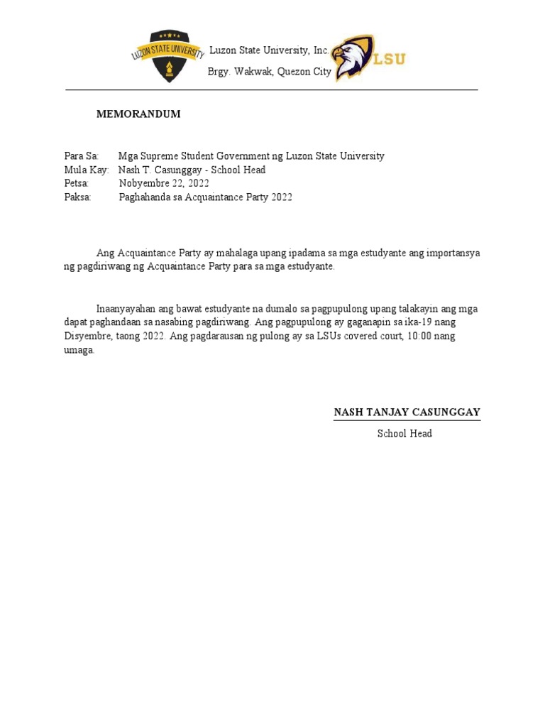 MEMORANDUM | PDF