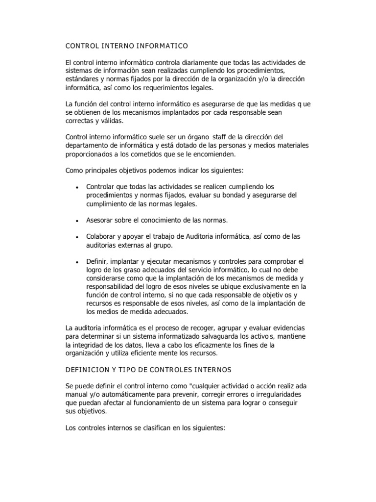 Control Interno Informatico | PDF | Software | Red de computadoras