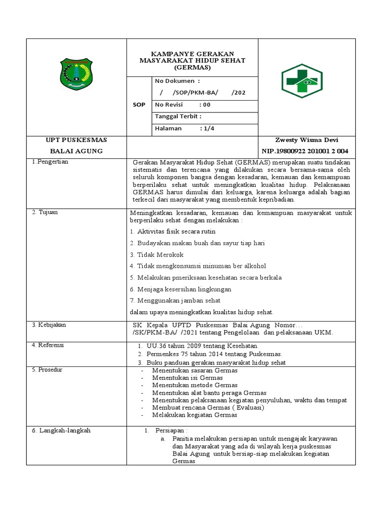 SOP Kampanye Germas Sehat Masyarakat | PDF | Pengembangan Diri ...