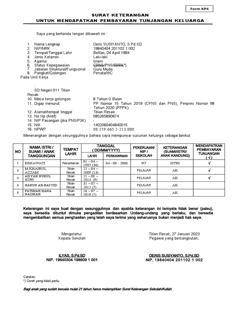 Blanko - Model - C - (From - KP4) - 2023 (1) Yang Benar | PDF