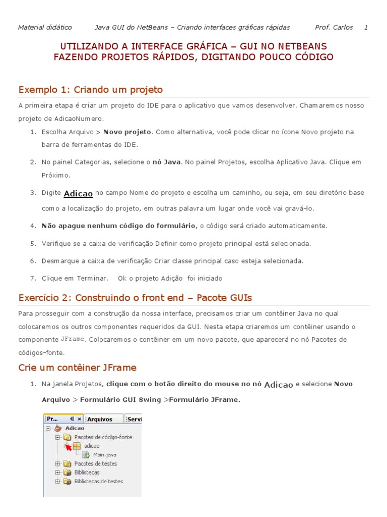 Tutorial Netbeans Guis Janela Computação Interfaces Gráficas Do