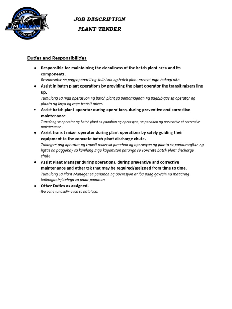 Job Description of Tenders | PDF | Computers | Technology & Engineering