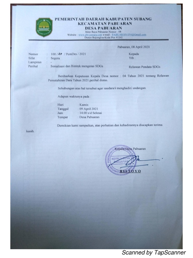 Undangan Bimtek Sdgs | PDF