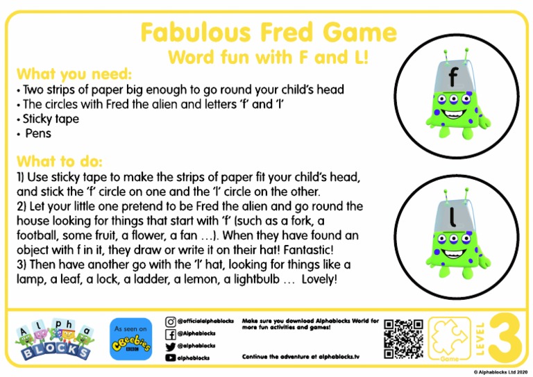 5ffdab93f9feb5b44bf593f6 ALPH ACTIVITY FABULOUS FRED GAME R1 1201 | PDF