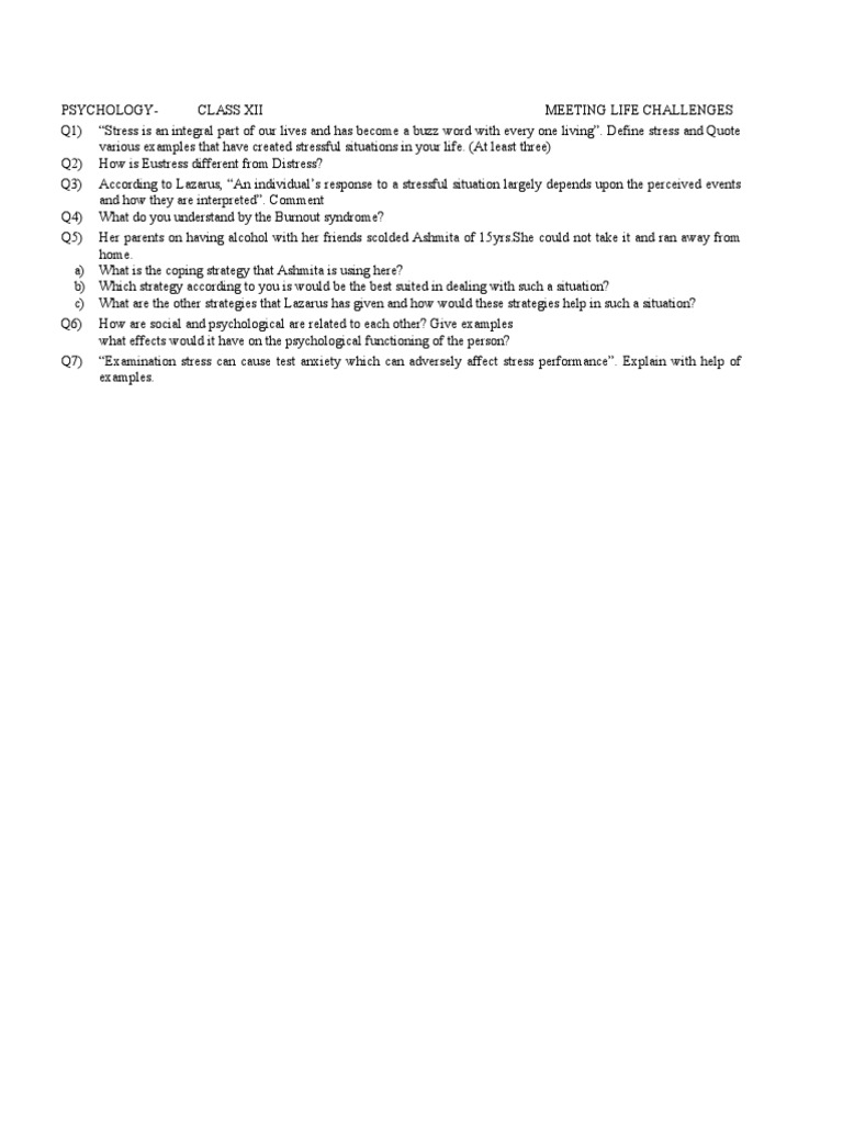Psychology Worksheets 12 | PDF