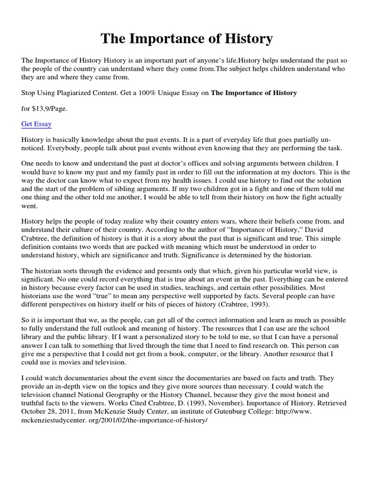 The Importance of History | PDF | Knowledge | Cognition