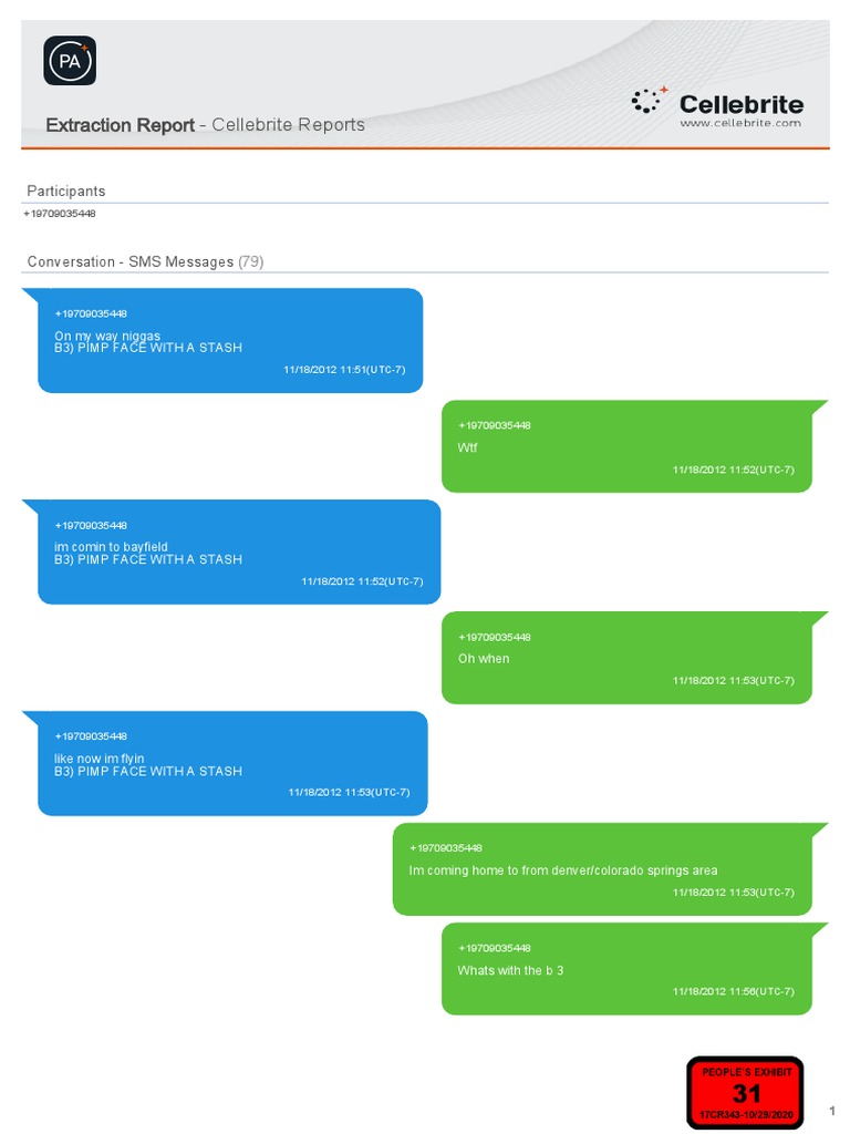 Extraction Report - Cellebrite Reports: Participants | PDF