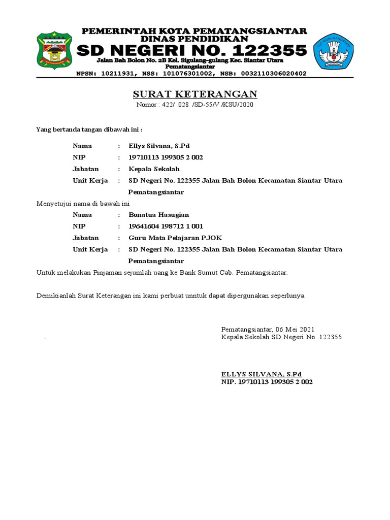 Surat Keterangan Guru | PDF