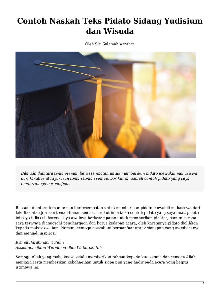 Contoh Pidato Sidang Yudisium | PDF