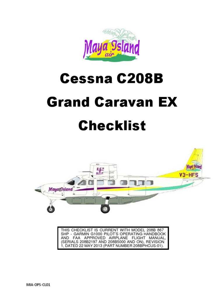Cessna C208B Grand Caravan EX Checklist | PDF | Manufactured Goods ...