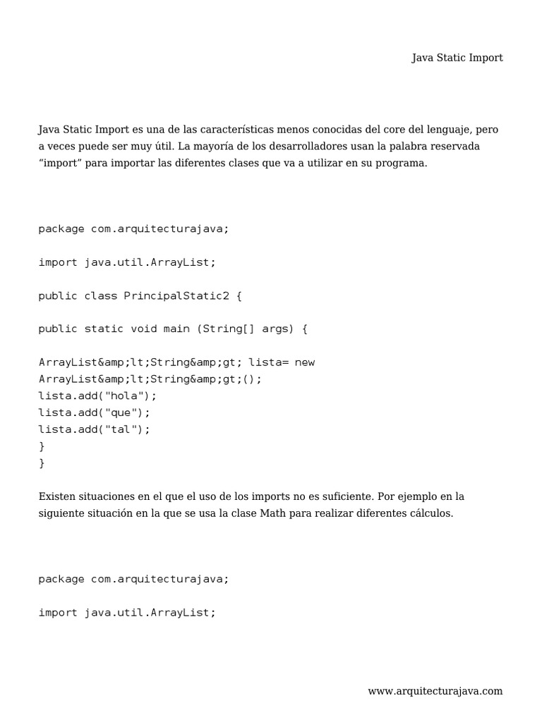 Java Static Import | PDF | Java (lenguaje de programación) | Paradigmas ...