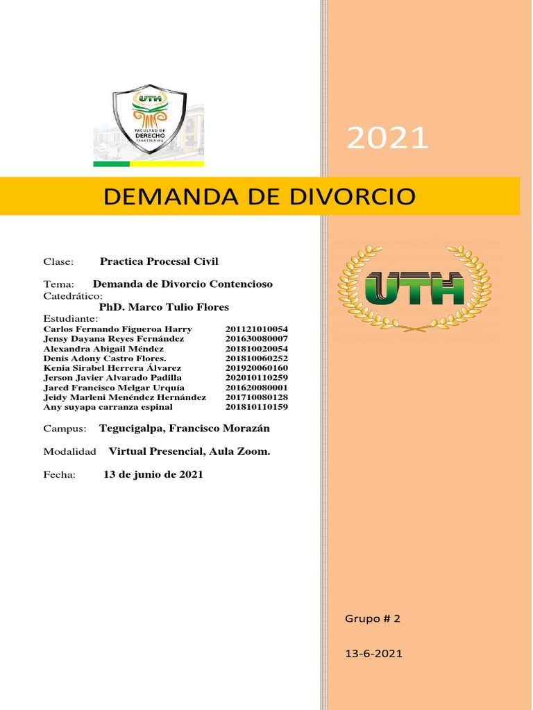 Demanda de Divorcio Contencioso | PDF | Divorcio | Pensión alimenticia Demanda de Divorcio Contencioso | PDF | Divorcio | Pensión alimenticia