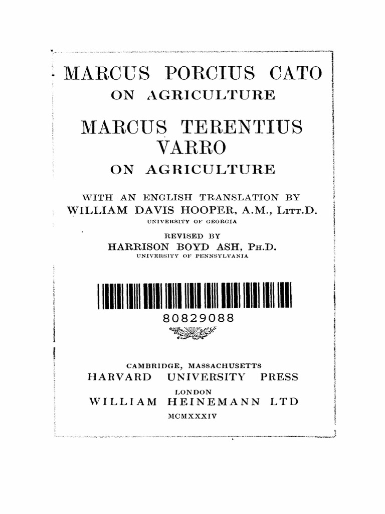 W. D. Hooper, H. Boyd Ash (Ed.) - Cato and Varro - On Agriculture (1934 ...