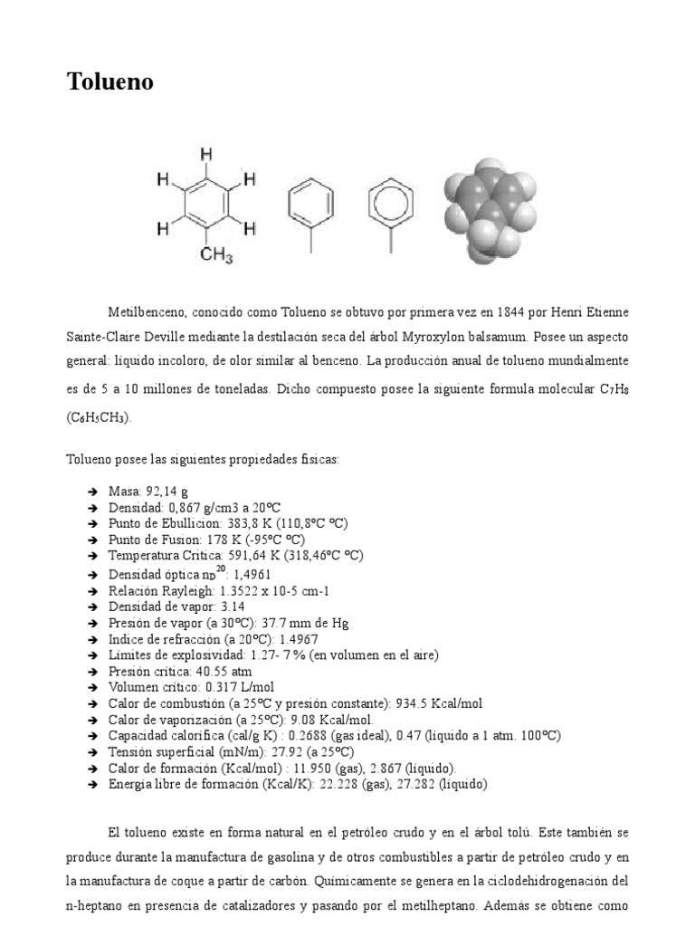 Tolueno | Tolueno | Sustancias químicas