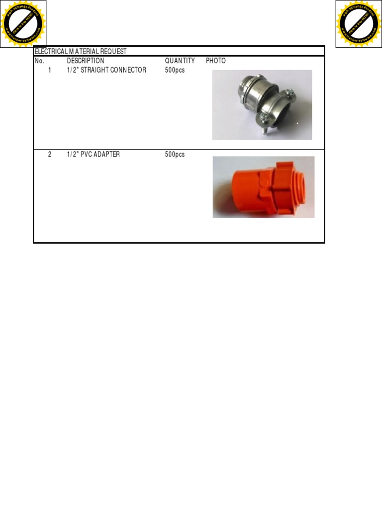 Electrical Material Request List | PDF