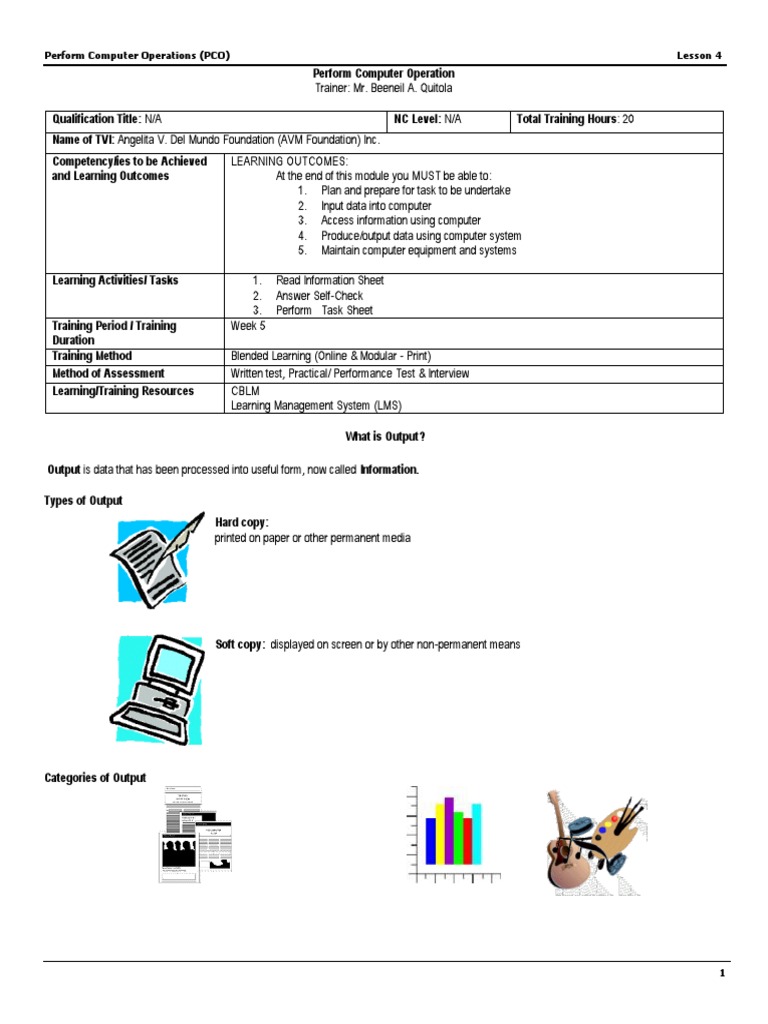 Computer Operations Training Guide | PDF | Printer (Computing) | Usb