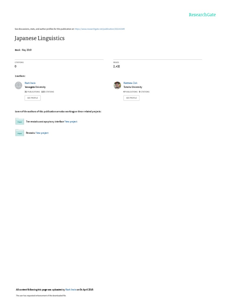 Japanese Linguistics Guidebook | PDF | Japanese Language | Linguistics