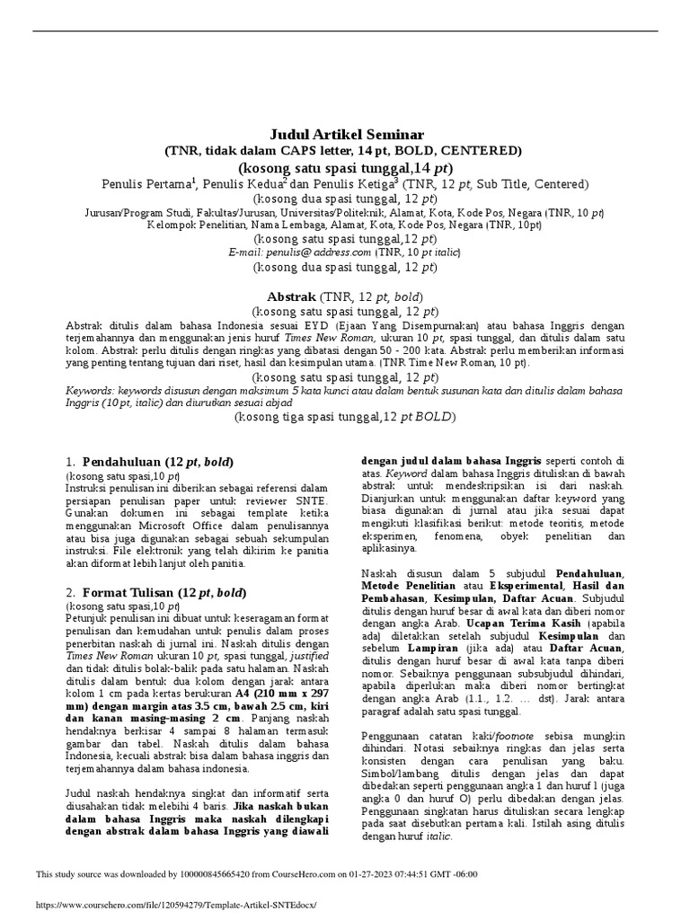 Template Artikel SNTE | PDF