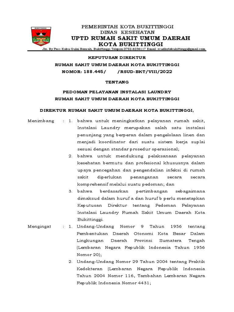 SK Pedoman Pelayanan Instalasi Laundry 2 | PDF