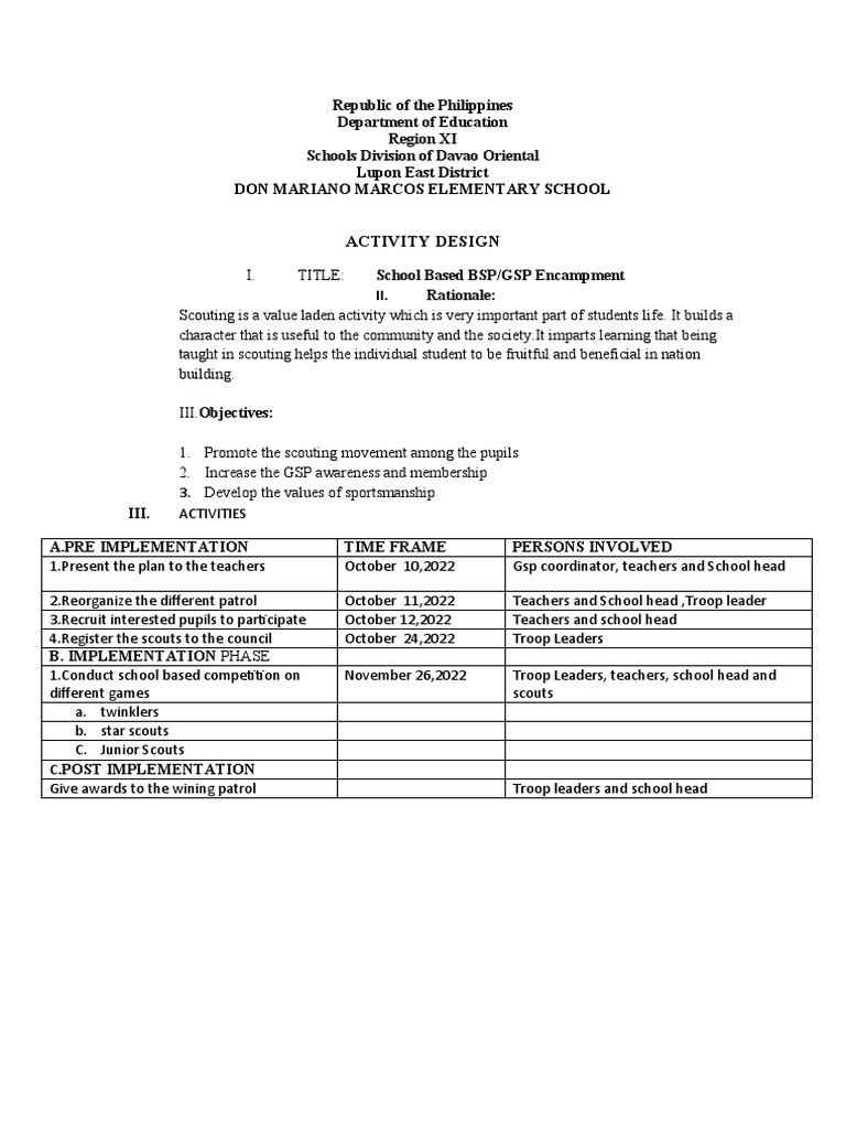 GSP Activity Design | PDF
