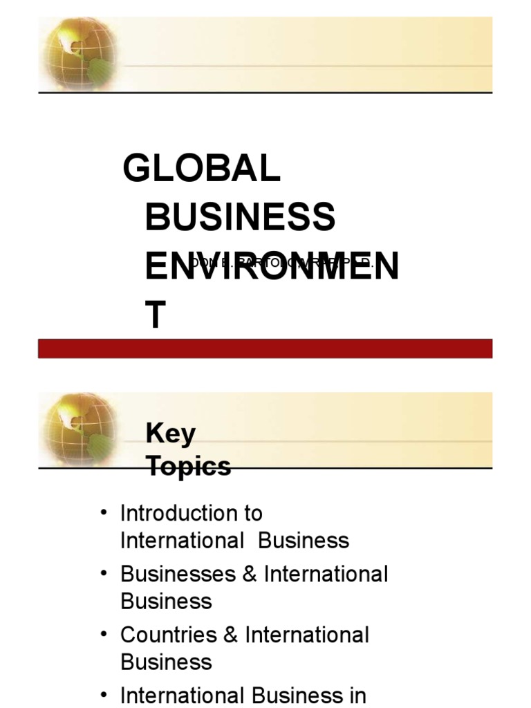 Global Business Environment | PDF | Globalization | Multinational ...