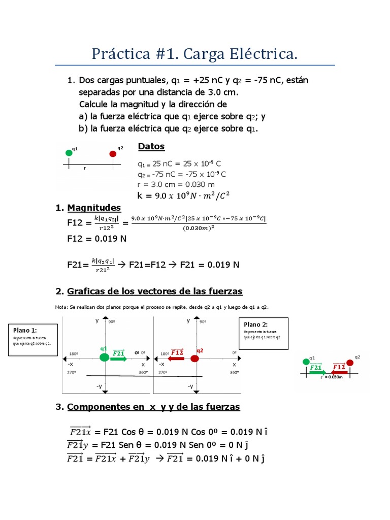 Practica de Fisica Electrica Campo Electrico | PDF | Mecanica clasica | Geometria clasica