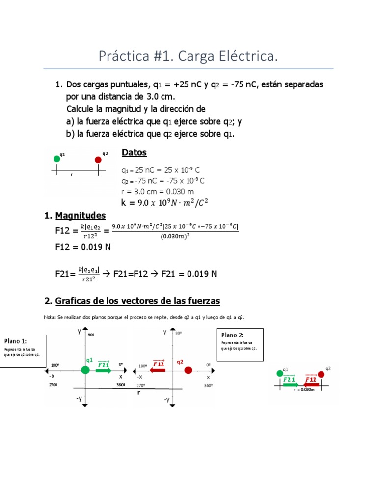 Práctica1 Ejercicio 1 - Campo Electrico | PDF | Cantidad | Movimiento (física)