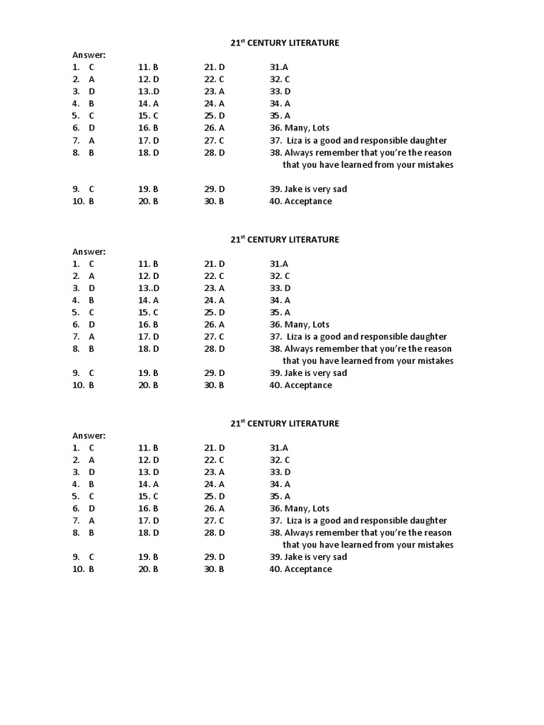 21st Century Key Answer | PDF