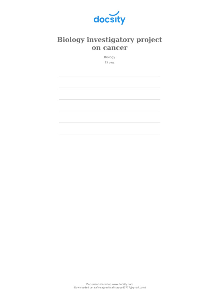 Docsity Biology Investigatory Project On Cancer | PDF | Cancer | Health Sciences