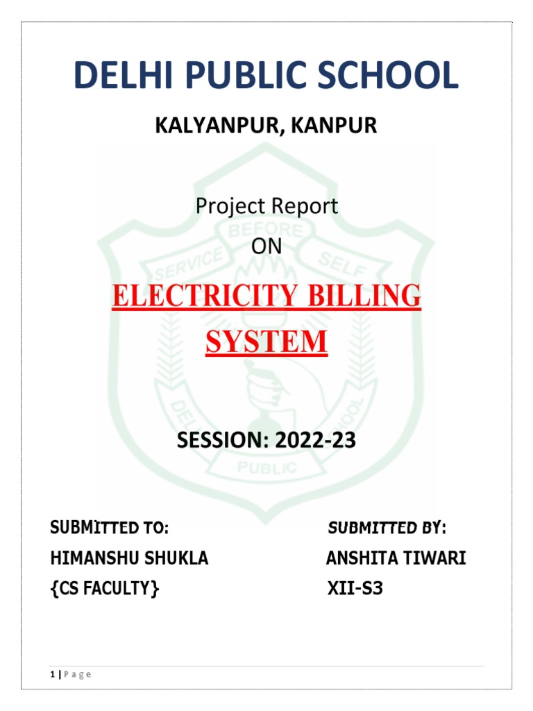 Delhi Public School: Electricity Billing System | PDF | Databases | Software