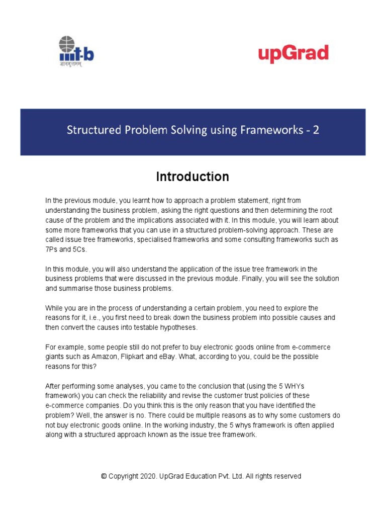 Lecture Notes Structured Problem Solving Using Frameworks Ii Pdf Marketing Hypothesis