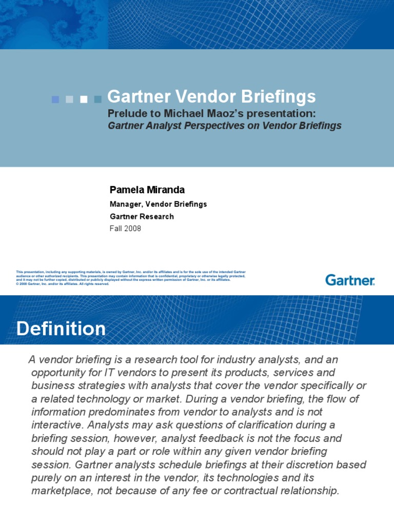 Gartner Analyst Perspectives On Vendor Briefings | PDF | Trademark ...