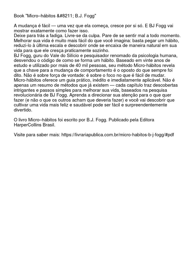 Micro-Hábitos – B.J. Fogg | PDF