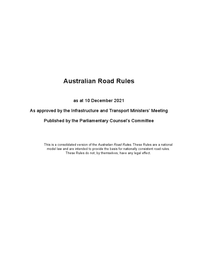 Australian Road Rules 10december2021 | PDF | Traffic | Traffic Light